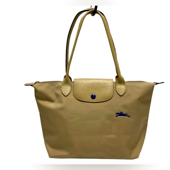Longchamp | Bags | Longchamp Rare Le Pliage Cream Beige Navy Blue ...